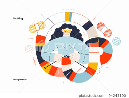 Lifestyle series - Knitting - modern flat... - Stock Illustration ...