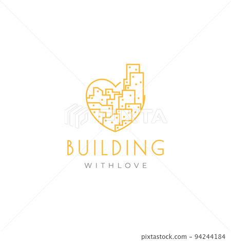 heart love with city building logo design - Stock Illustration ...