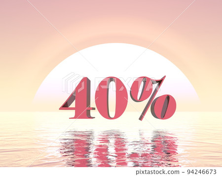 40 percent Off pink sunset over the ocean - 3D... - Stock Illustration ...