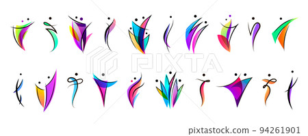 Vector set human body logos, people shapes,... - Stock Illustration ...
