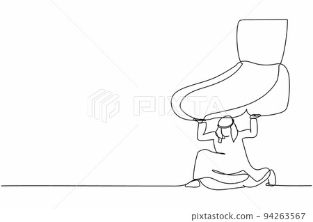 Single continuous line drawing active Arab... - Stock Illustration ...