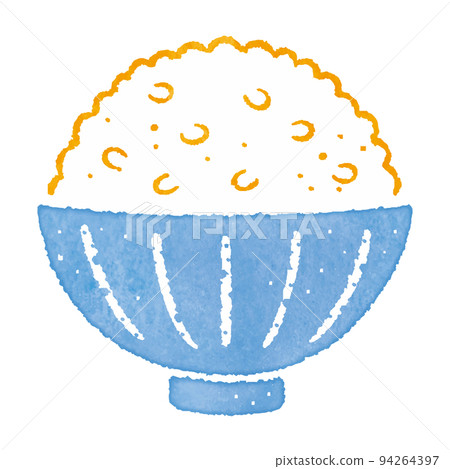 Delicious freshly cooked rice and light blue... - Stock Illustration ...