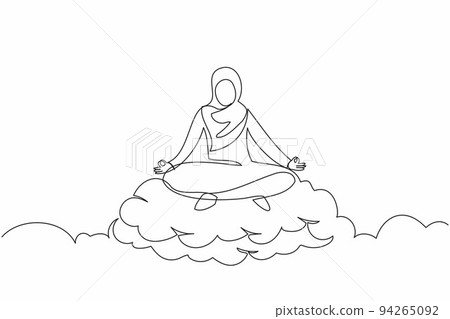 Single continuous line drawing relaxed Arab...-插圖素材 [94265092] - PIXTA圖庫