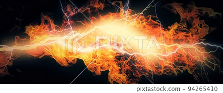 Illustration of flames and lightning exploding - Stock Illustration ...