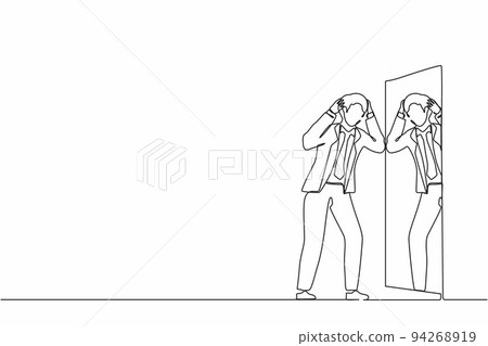 Single one line drawing frustrated businessman... - Stock Illustration ...