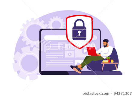 Concept of protecting computer data. General... - Stock Illustration ...