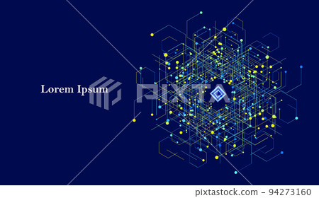 Geometry abstract blue yellow science background - Stock Illustration ...