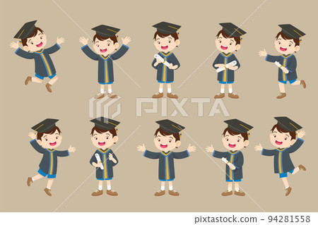 smiling graduate students in graduation gowns... - Stock Illustration [94281558] - PIXTA