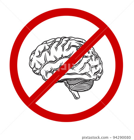 No Brain sign illustration-插圖素材 [94290080] - PIXTA圖庫