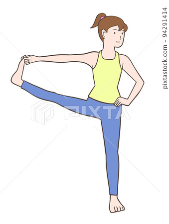 one legged pose, standing on one leg, yoga,... - Stock Illustration ...