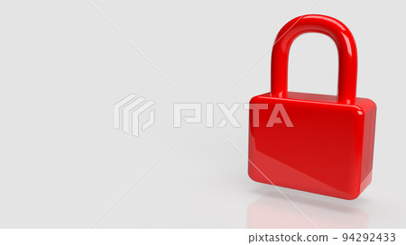 red color lock on white background 3d rendering - Stock Illustration ...