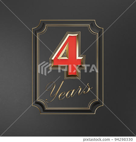 Red inscription four years (4 years) with gold... - Stock Illustration ...