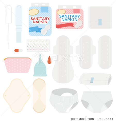 Illustration set of sanitary products - Stock Illustration [94298833 ...