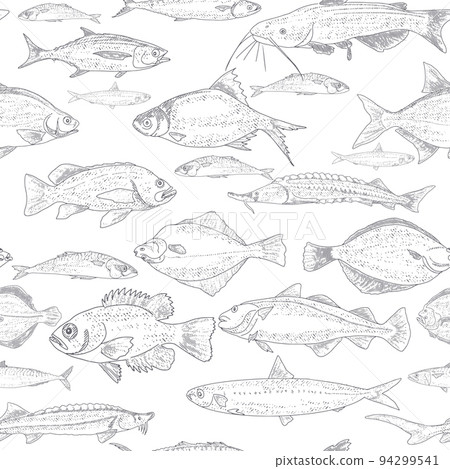 Fish Seamless Pattern - Stock Illustration [94299541] - PIXTA