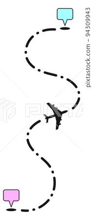 Plane track. Flight plan lines. Airplane path-插圖素材 [94309943] - PIXTA圖庫