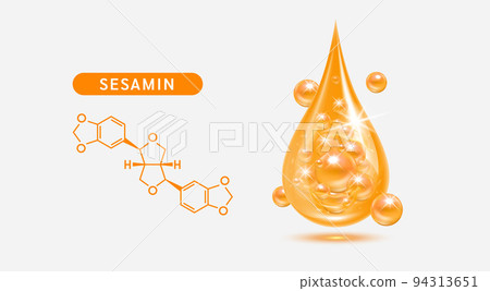Sesamin drop and structure black sesame extract... - Stock Illustration ...
