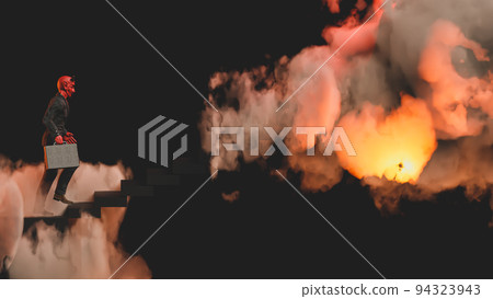 Red devil wearing suit holding briefcase. - Stock Illustration ...