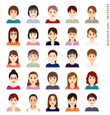Middle-aged female avatar icon front - Stock Illustration [94324284 ...