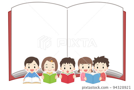 Frame material illustration of reading children... - Stock Illustration ...