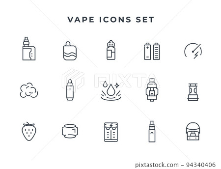 Vape icons set. Vaping accessories line vector - Stock Illustration [94340406] - PIXTA