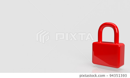 red color lock on white background 3d rendering - Stock Illustration ...