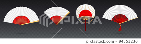 Chinese hand fan red and gold handheld souvenir - Stock Illustration ...