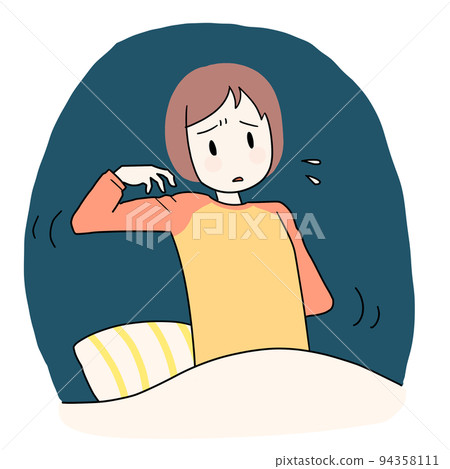 woman scratching her back while sleeping - Stock Illustration [94358111 ...