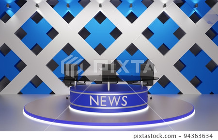 glass table and chairs on stand in the news... - Stock Illustration ...