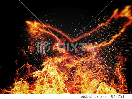 Illustration of a fire bird flapping its wings... - Stock Illustration ...