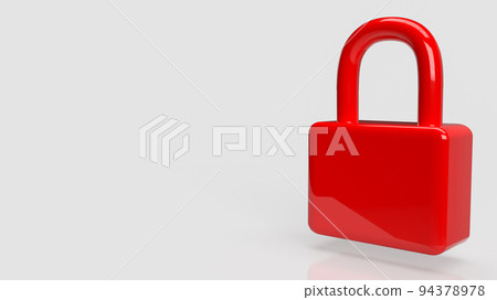 red color lock on white background 3d rendering - Stock Illustration ...