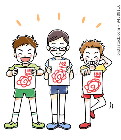 Boys boasting about getting good marks in a test - Stock Illustration ...
