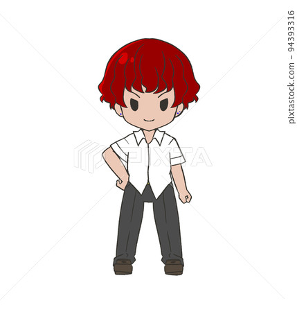 A red-haired bad boy wearing a summer school... - Stock Illustration ...