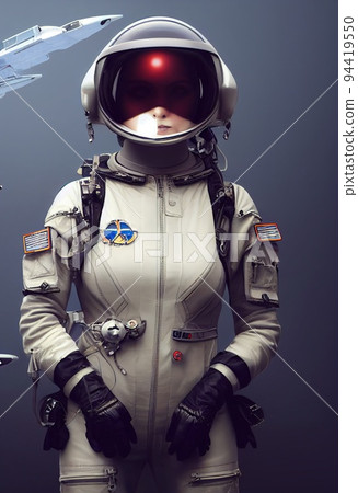 Portrait of a fictional futuristic female pilot... - Stock Illustration ...