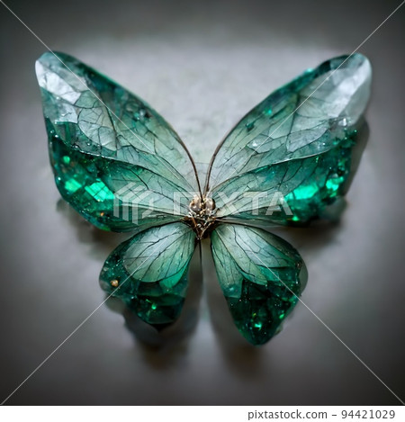 Butterfly of gemstones and crystals. Emerald or... - Stock Illustration ...