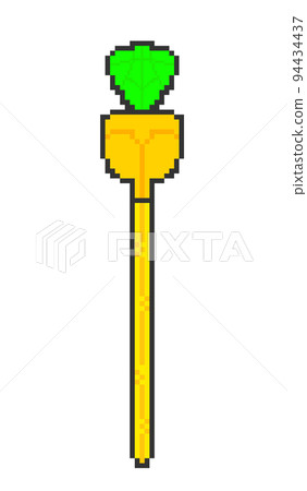 Pixel art magic wand (yellow green) - Stock Illustration [94434437] - PIXTA