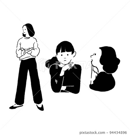 Vector line drawing of thinking woman - Stock Illustration [94434896 ...