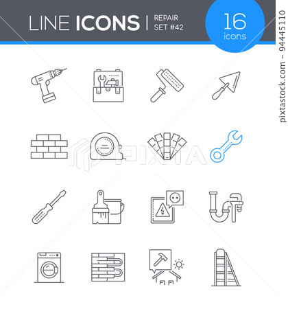 Repair services - line design style icons set - Stock Illustration ...
