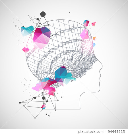 Outline of a human head with an abstract wave.... - Stock Illustration ...