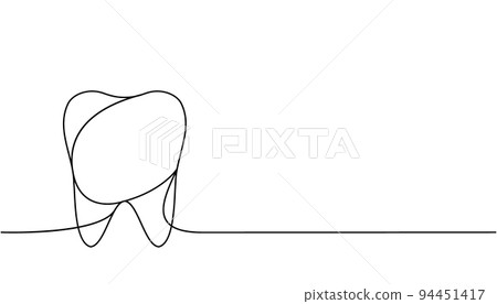 Human tooth one line continuous drawing. Human... - Stock Illustration ...