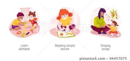 Language skills in early education isolated... - Stock Illustration ...