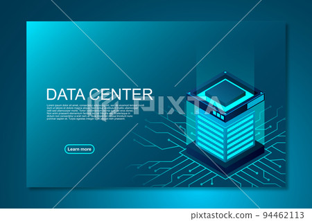 Isometric Data center landing page. Isometric... - Stock Illustration ...