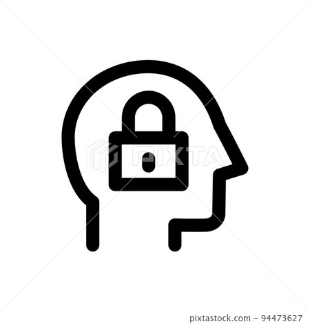 human head icon, lock, security, simple outline... - Stock Illustration ...