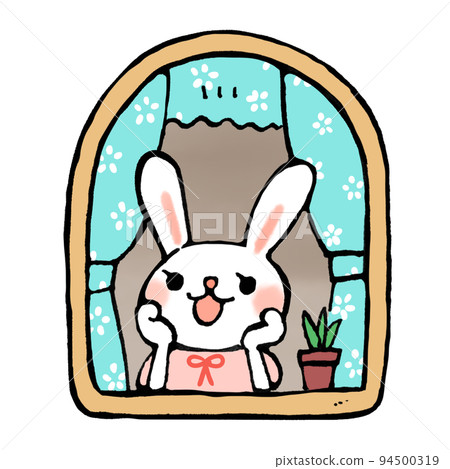 Illustration of a rabbit girl looking out of... - Stock Illustration ...