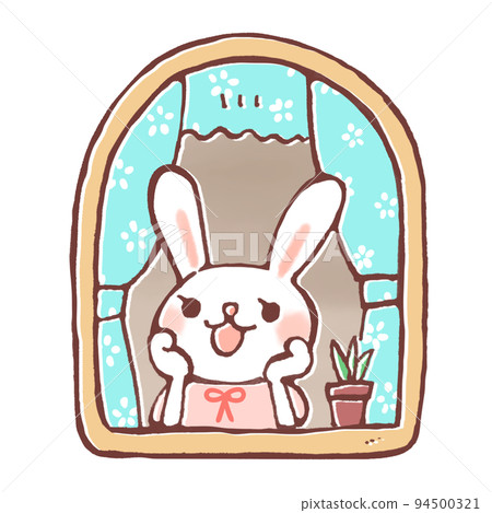 Illustration of a rabbit girl looking out of... - Stock Illustration ...