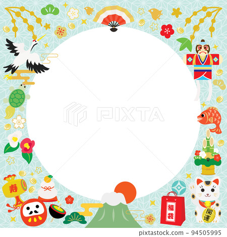 New Year's Lucky Frame Square - Stock Illustration [94505995] - PIXTA