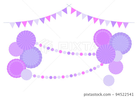 Garland and paper fan decoration purple - Stock Illustration [94522541 ...