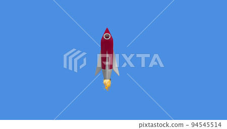 Image of red spaceship rocket flying up and... - Stock Illustration ...
