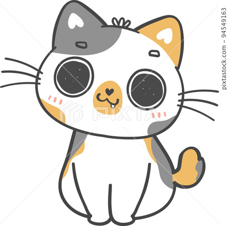 cute playful calico Japanese bobtail kitten cat... - Stock Illustration ...