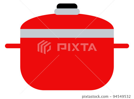 Cooking pot icon. Red metal lid crockery - Stock Illustration [94549532 ...