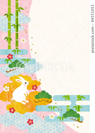 Year of the Rabbit-New Year's card template-E3 - Stock Illustration ...